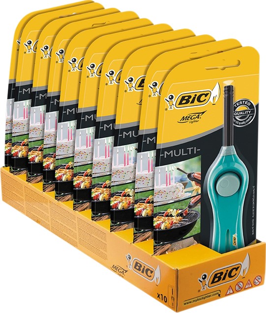 Aansteker Bic megalighter U140 multi assorti blister à 1 stuk - Datas Kantoor Kompleet