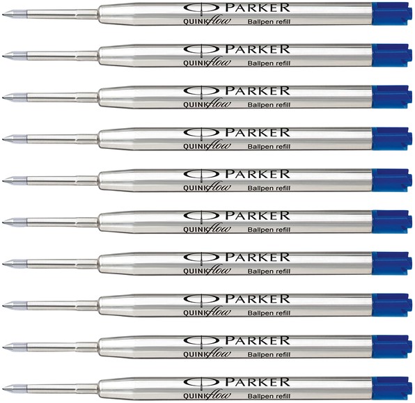 Balpenvulling Parker Quinkflow medium blauw blister à 10 stuks - Datas Kantoor Kompleet