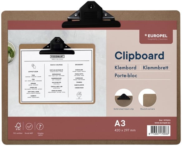 Klembord Europel A3 liggend hout - Datas Kantoor Kompleet