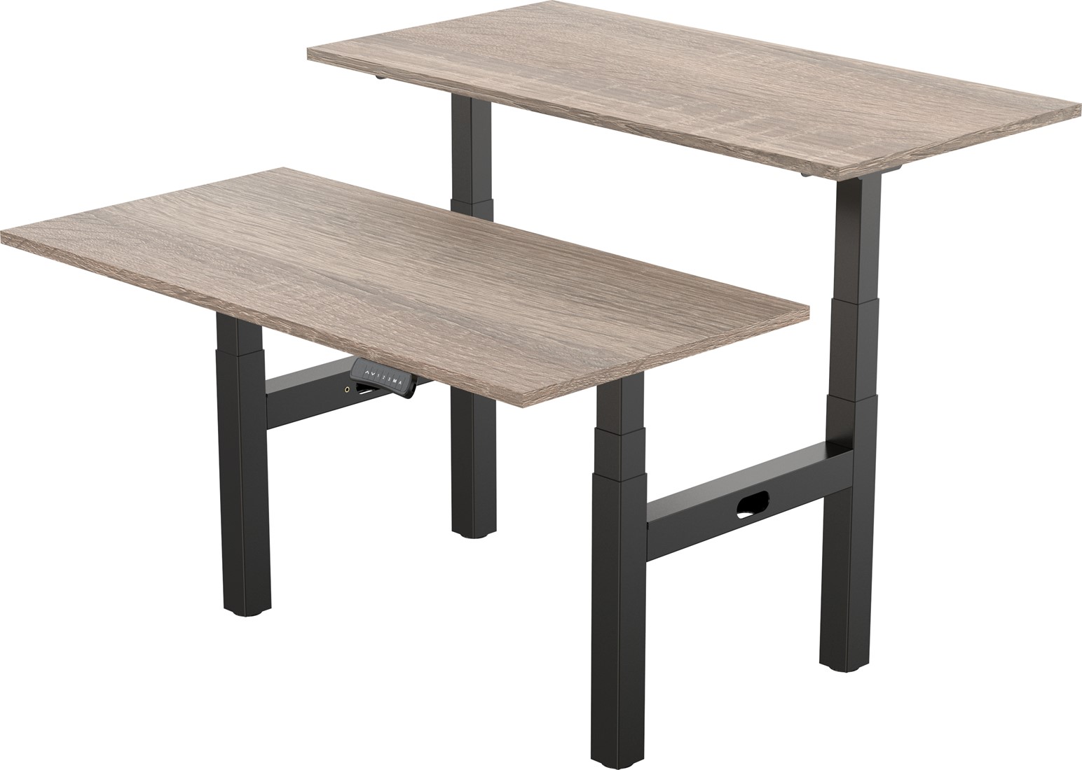Datas duo elektrische zit-sta bench (werkplek) - 140 x 80 cm - Robson eik (T537) - Zwart ...