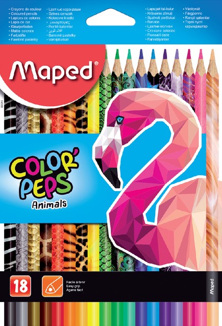 Kleurpotlood Maped Color'Peps Animals set á 18 kleuren - Datas Kantoor ...